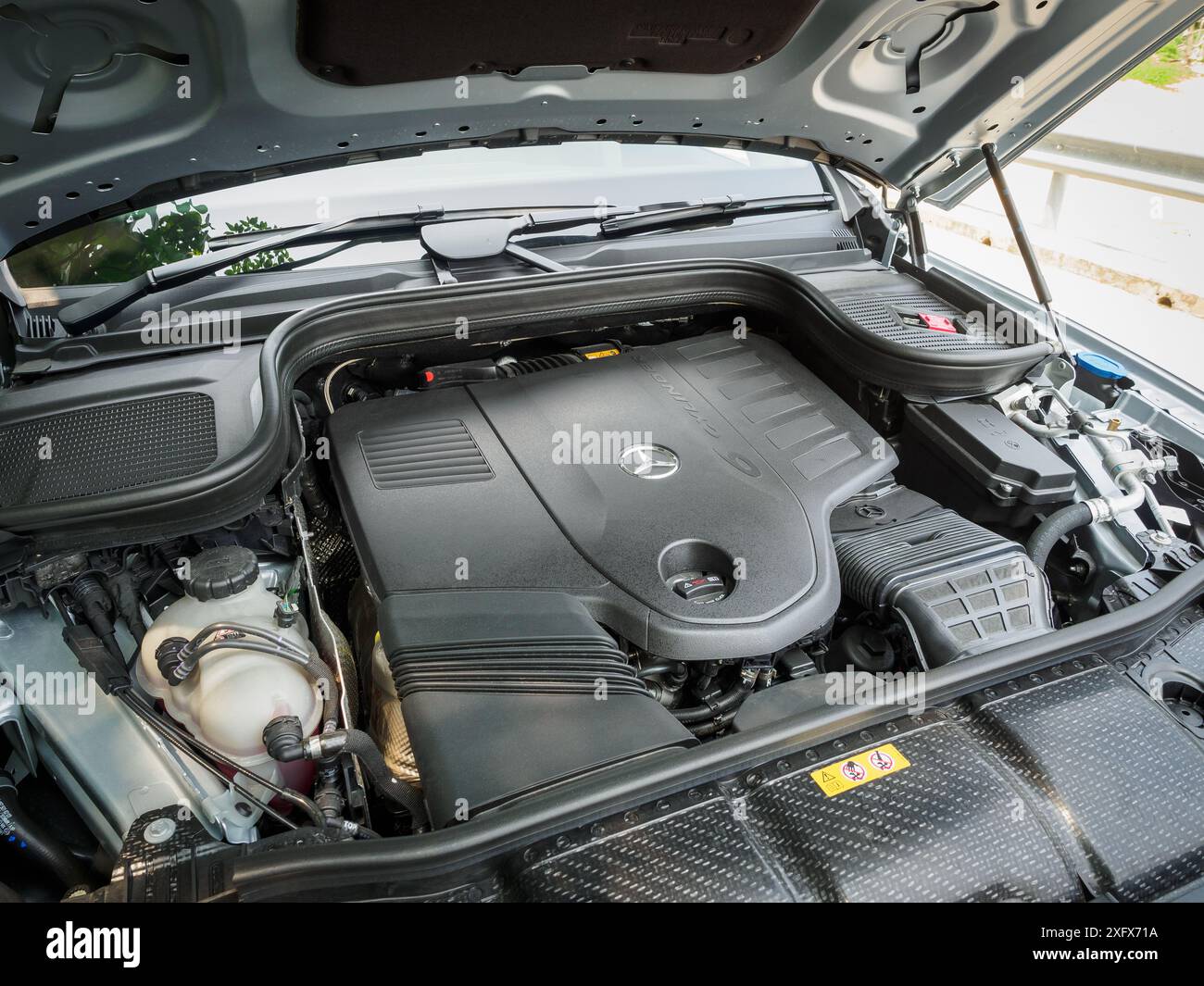 Hong Kong, China April 12, 2024 :Mercedes-Benz GLE 2024 Engine in Hong ...