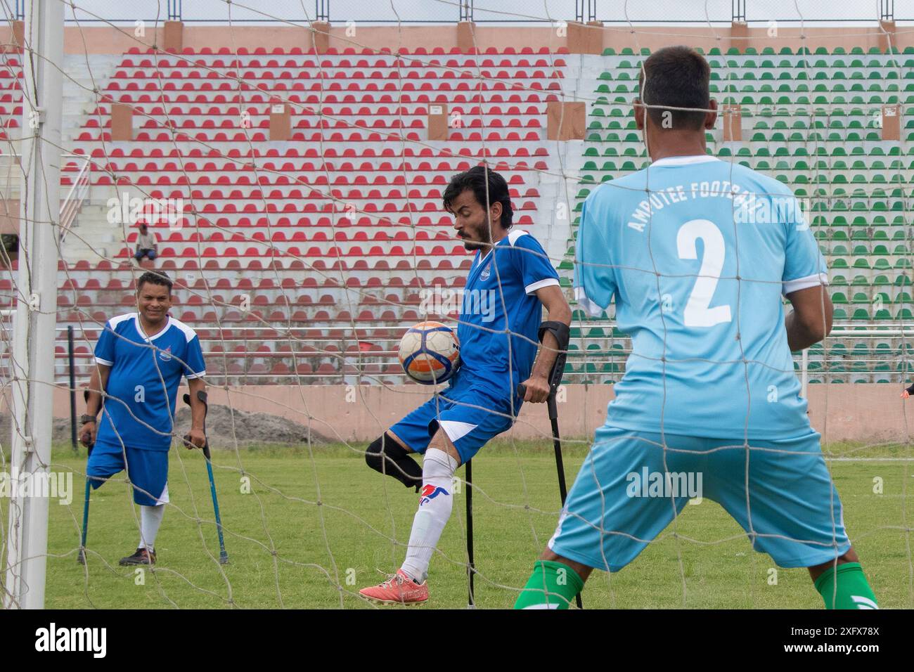 On July 5, 2024, in Lalitpur, Nepal. Amputee football players from the ...