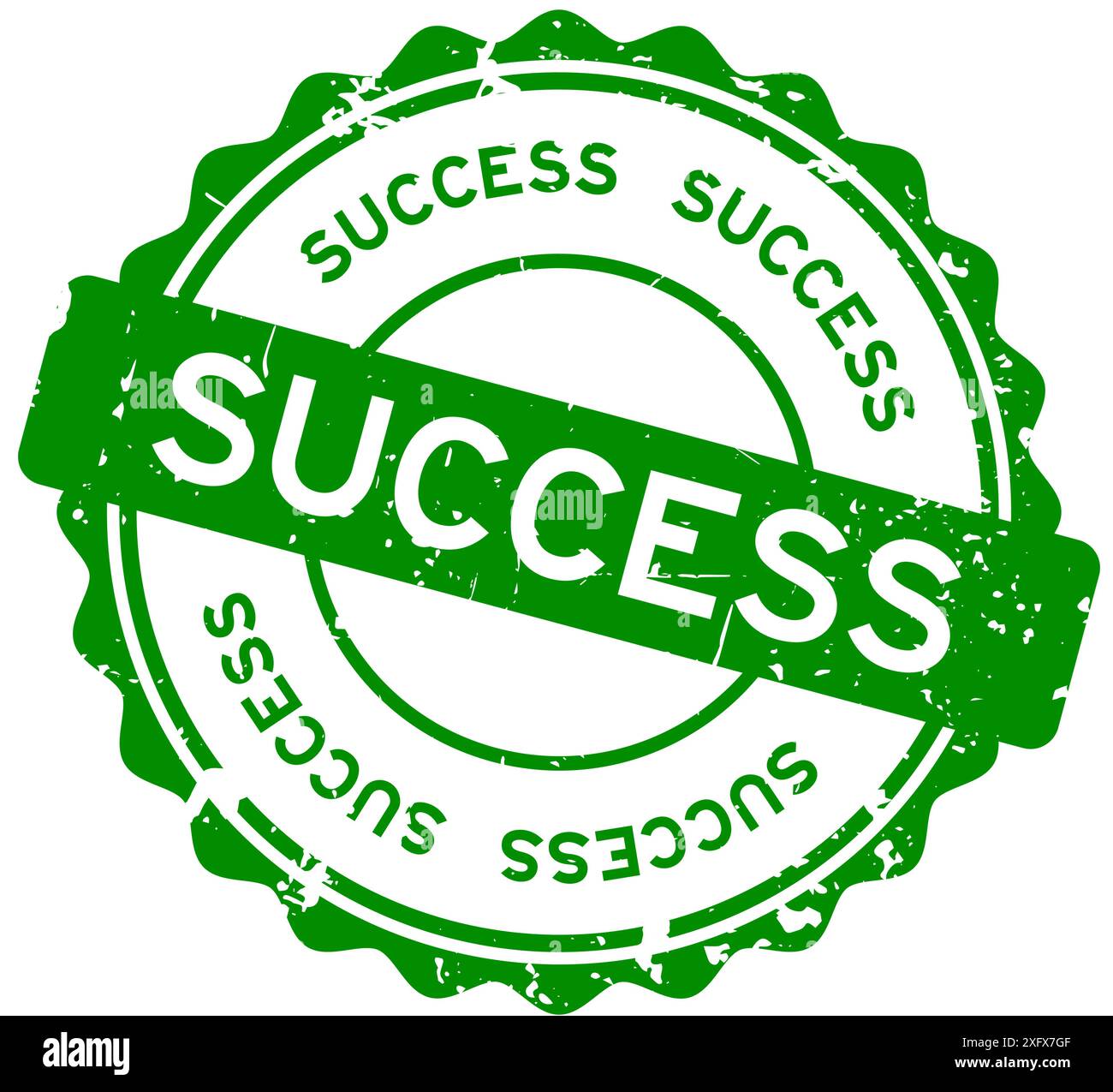 Grunge green success word round rubber seal stamp on white background ...
