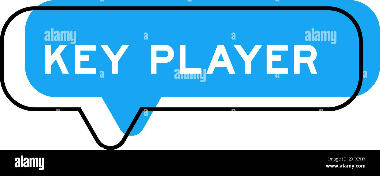 Speech banner and blue shade with word key player on white background ...