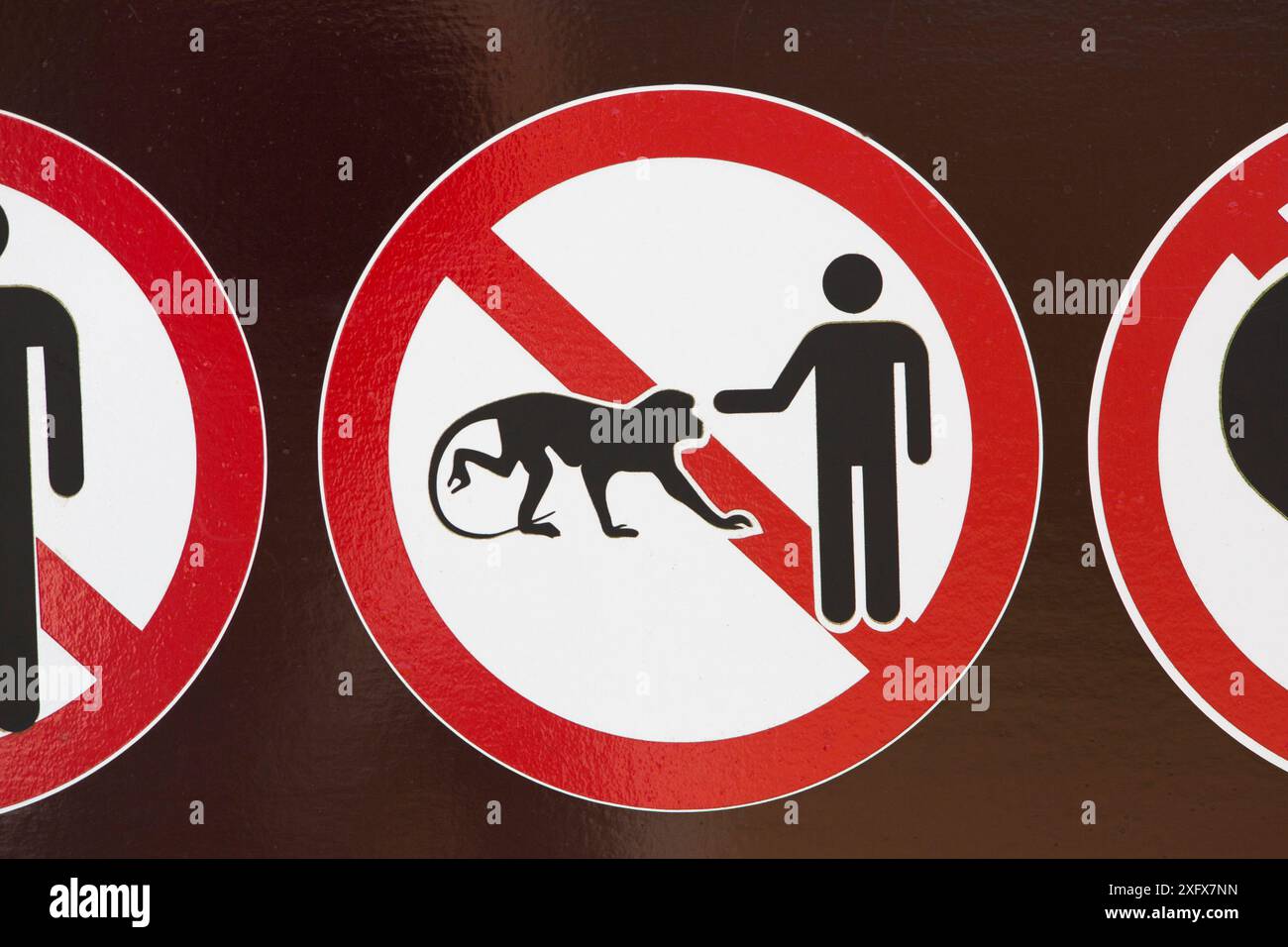 Signpost with warnings not to touch the monkeys, Isimangaliso Wetland ...