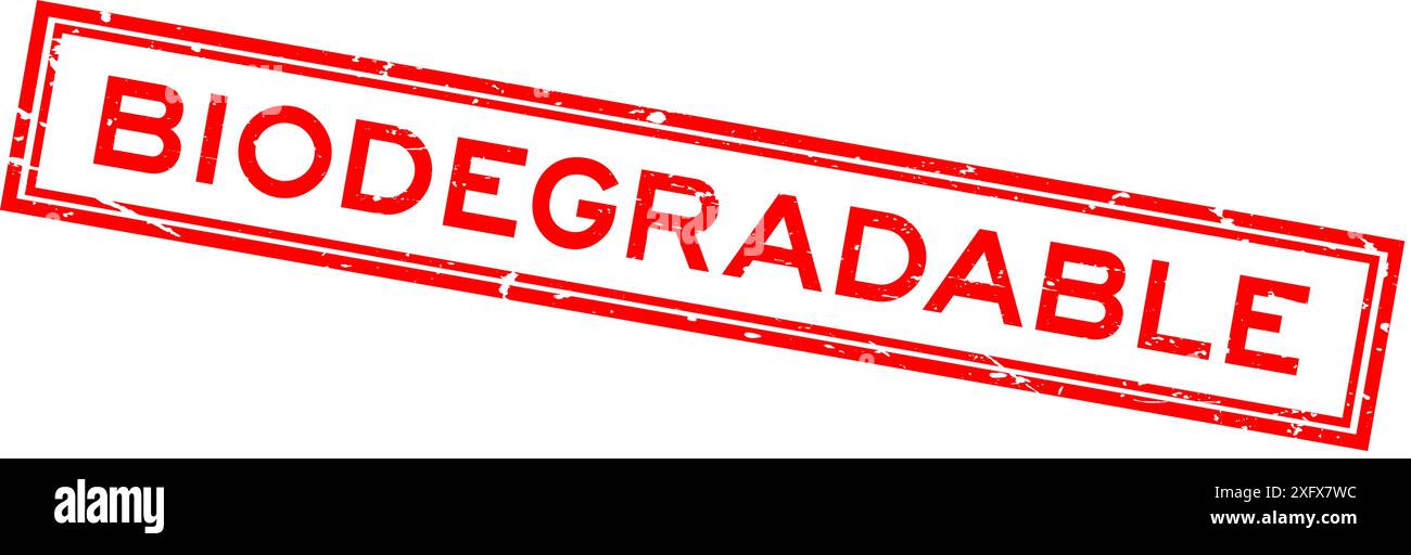Grunge red biodegradable word square rubber seal stamp on white background Stock Vector Image ...