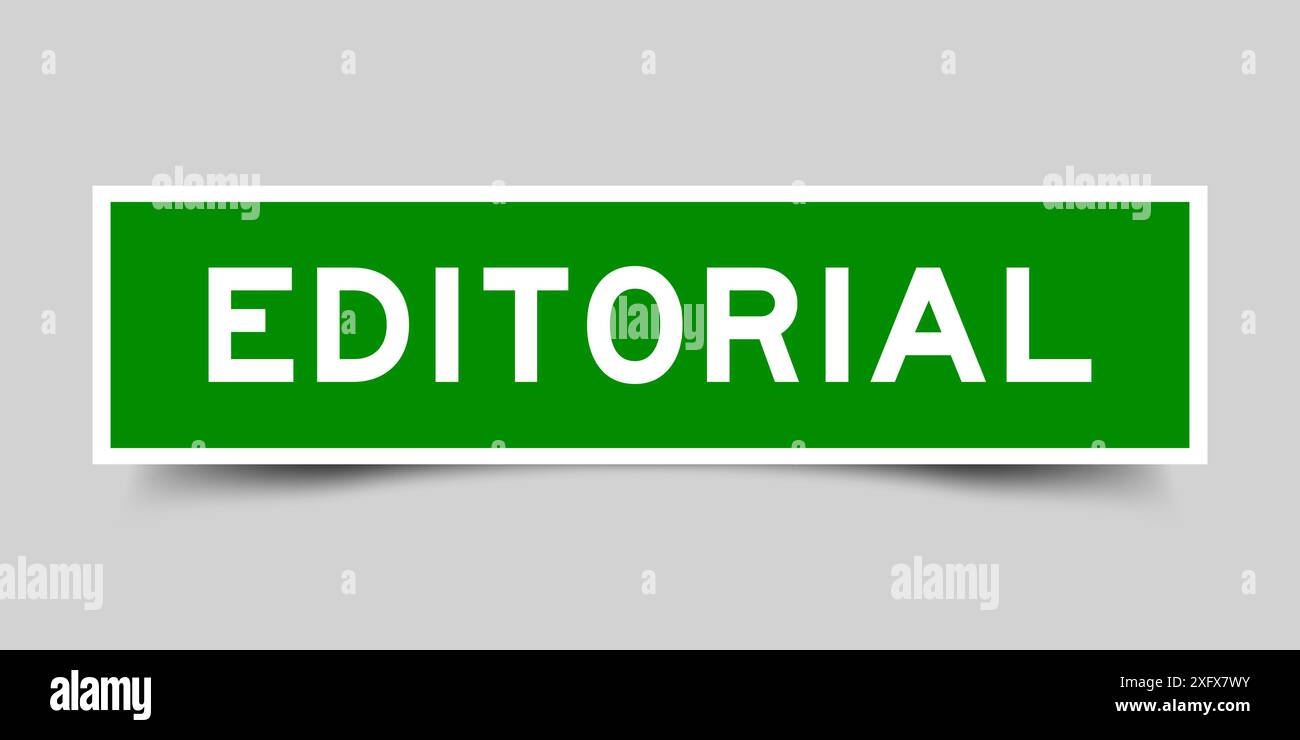 Green color square label sticker with word editorial that inserted in ...