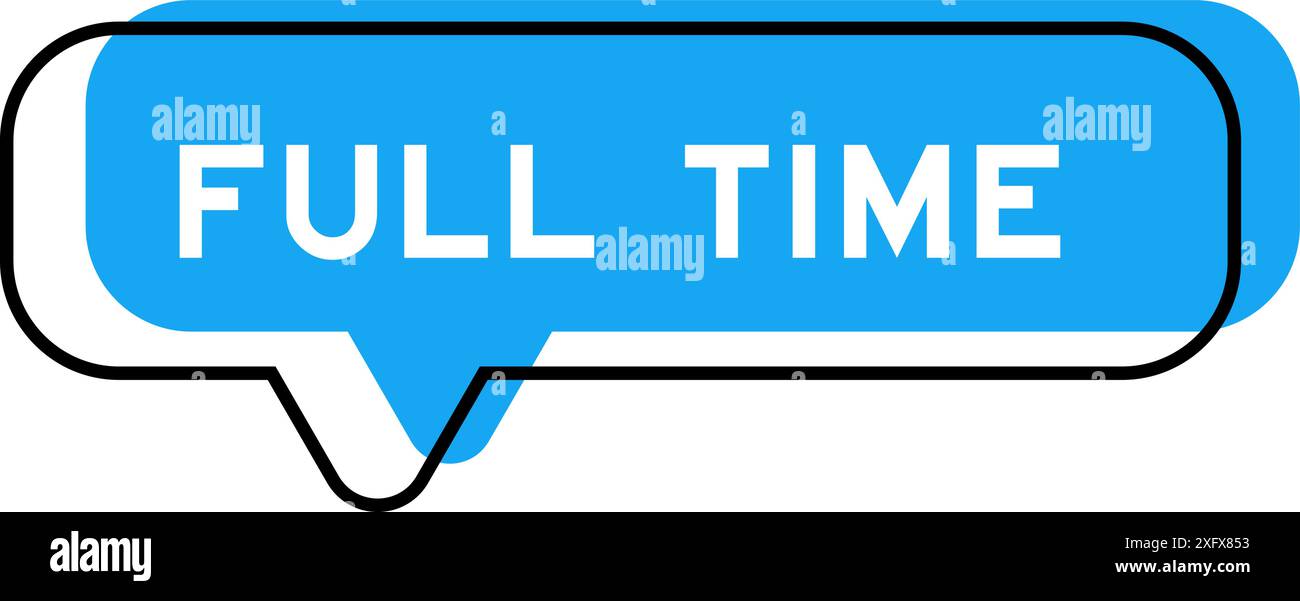 Speech banner and blue shade with word full time on white background ...