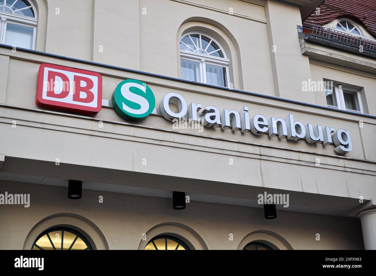 Oranienburg, Germany. Main facade of the train station, with the ...