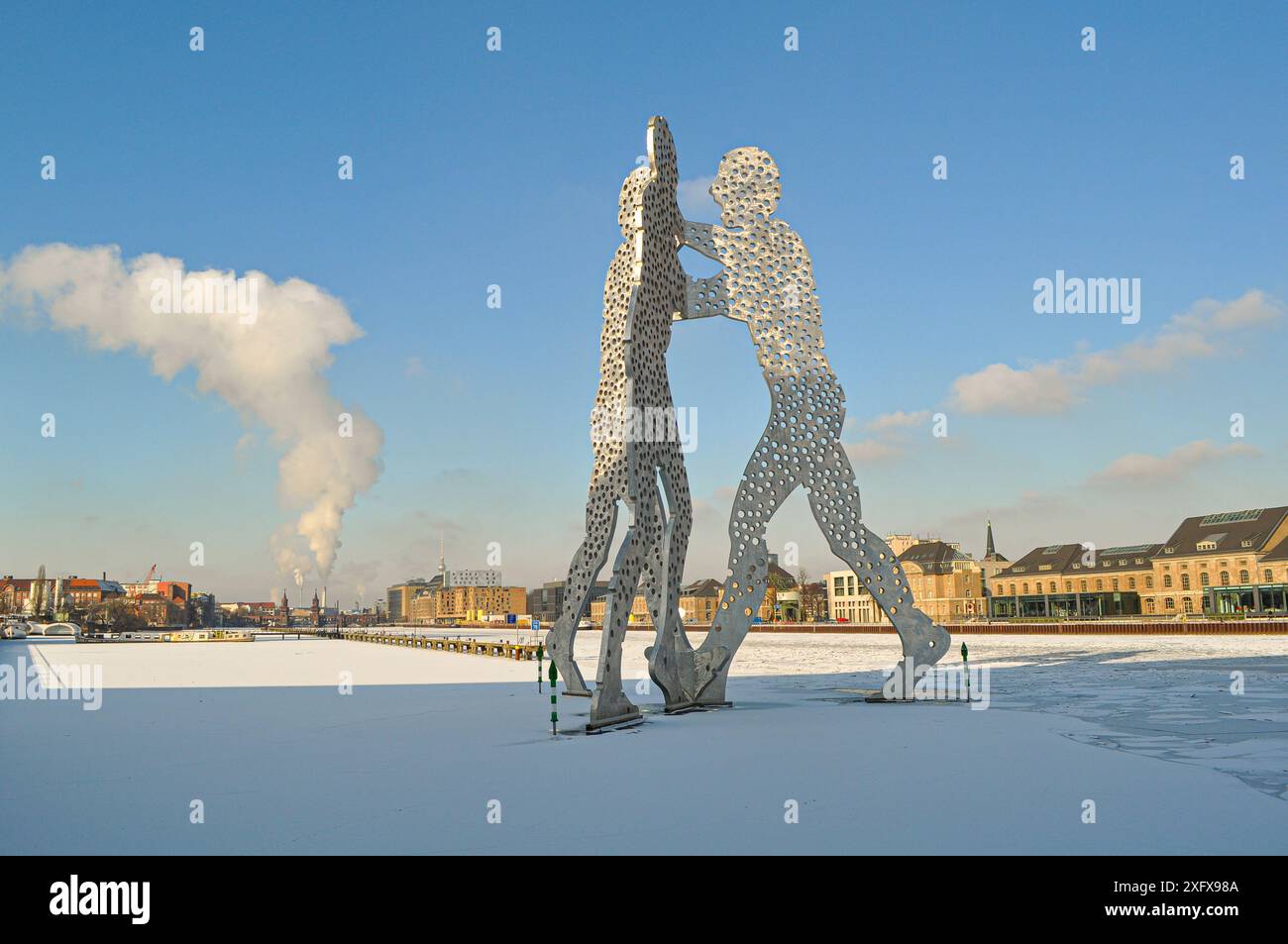 Berlin, Germany. Views of the Molecule Man, an aluminium sculpture ...