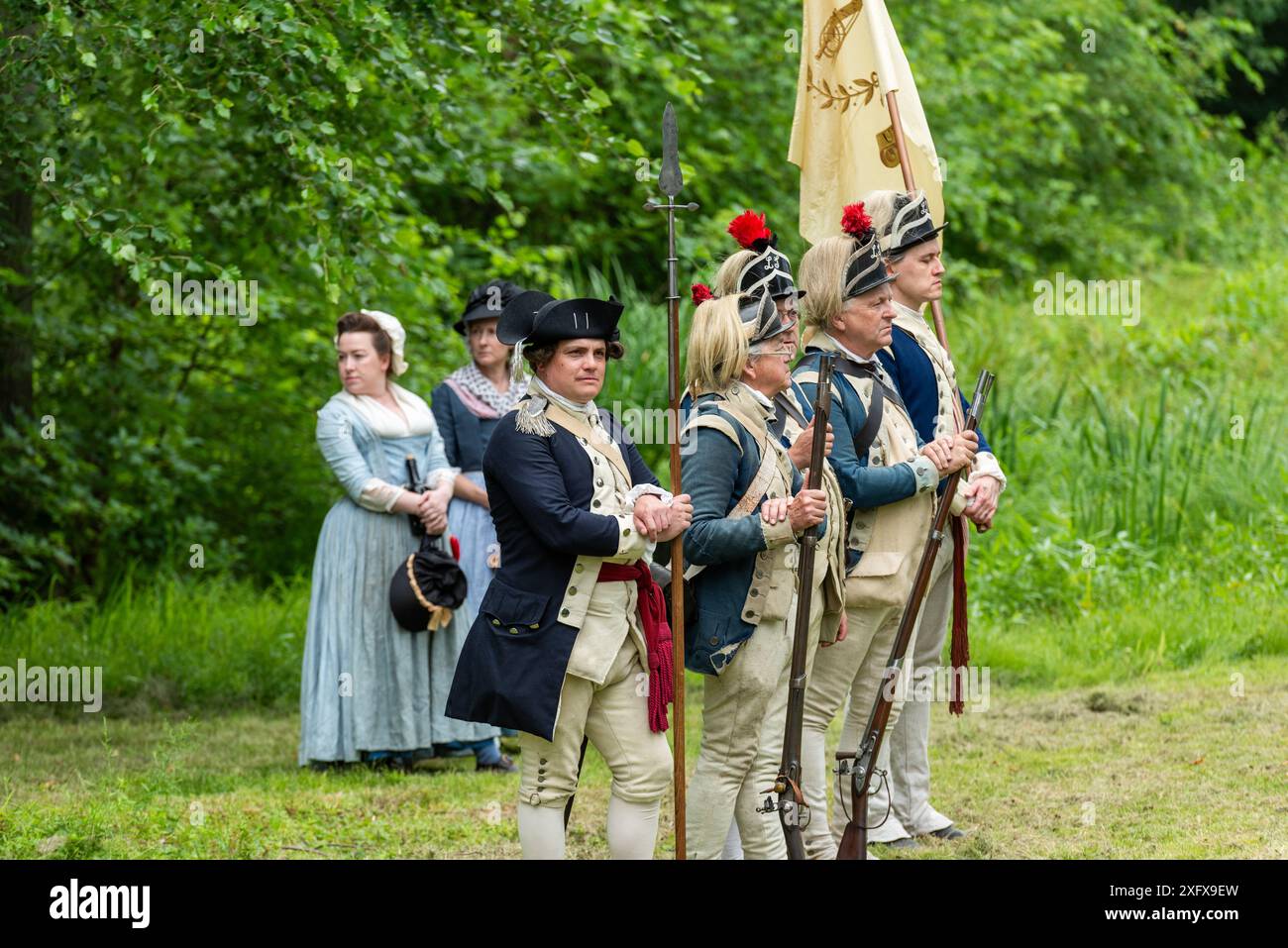 A community gathering at the Old North Bridge, site of the "shot heard ...