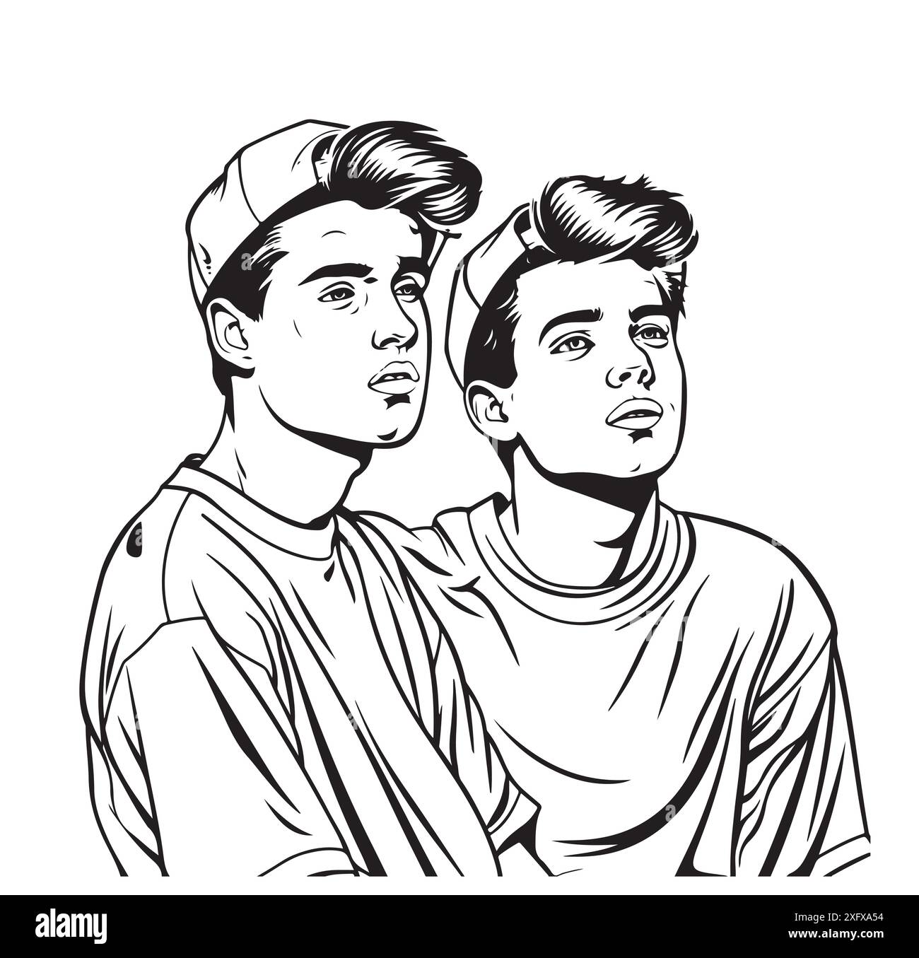 The two friends . Friendship of two boys. hand drawn style vector ...