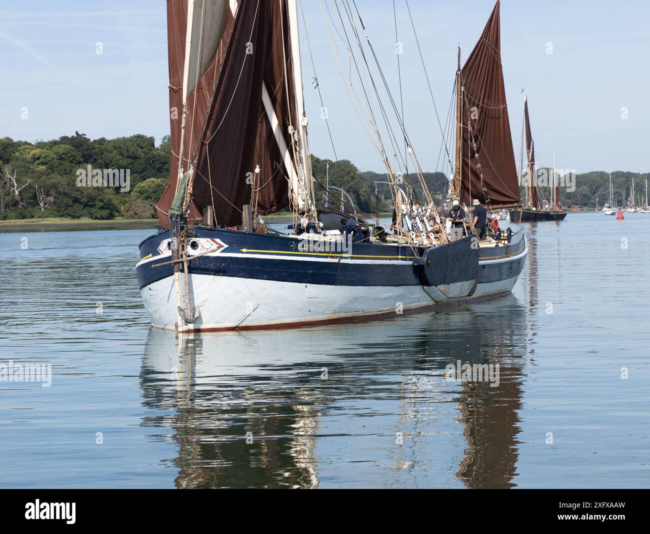 Edith May Thames sailing Barge on the River Orwell Suffolk England ...