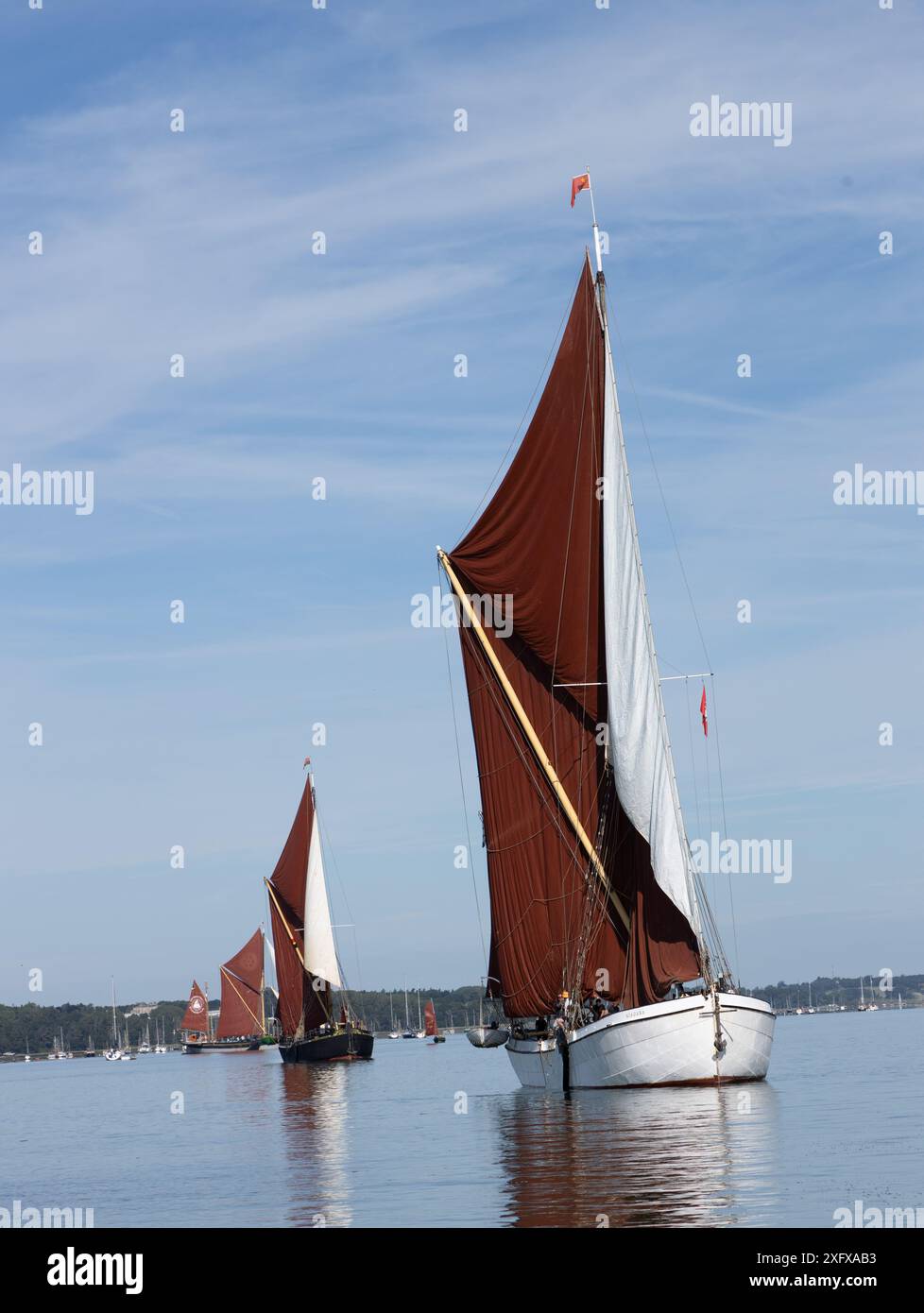 View of Thames Sailing barges on the River Orwell Suffolk England Stock ...