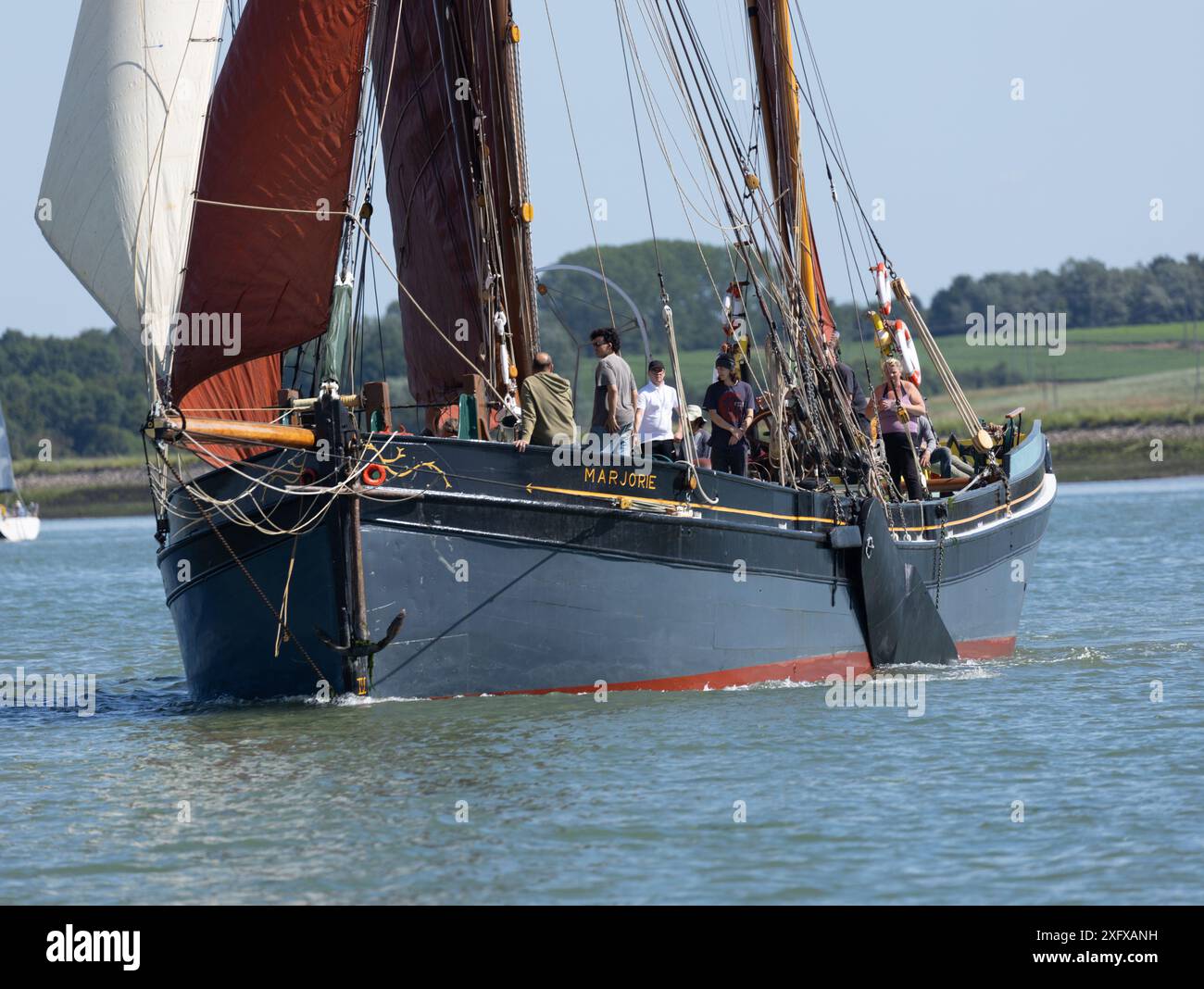 Bow view of Majorie Thames Sailing Barge on the River Orwell.Suffolk ...