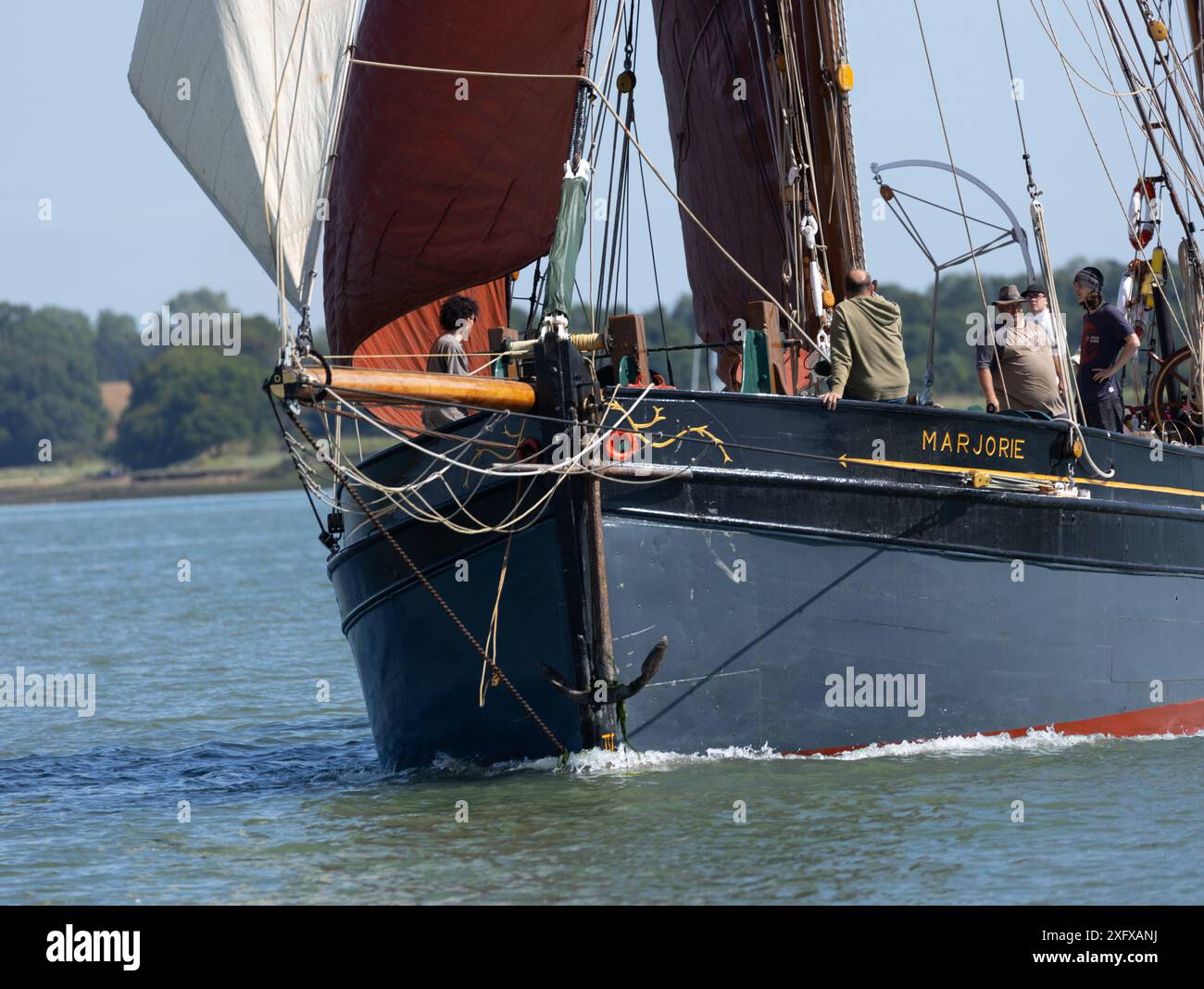 Bow of Marjorie Thames Sailing Barge on River Orwell Suffolk England ...