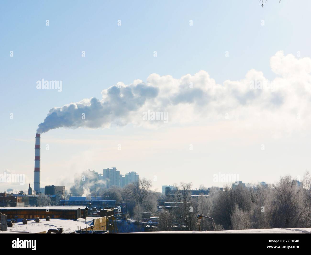 The bad ecology. The thermal power plant near by big city. Thermal ...