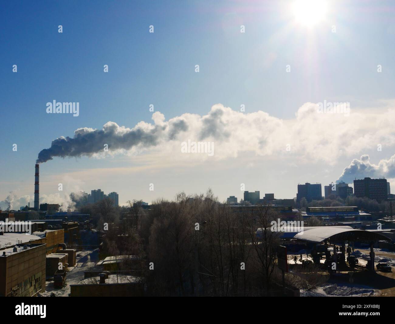 The bad ecology. The thermal power plant near by big city. Thermal ...