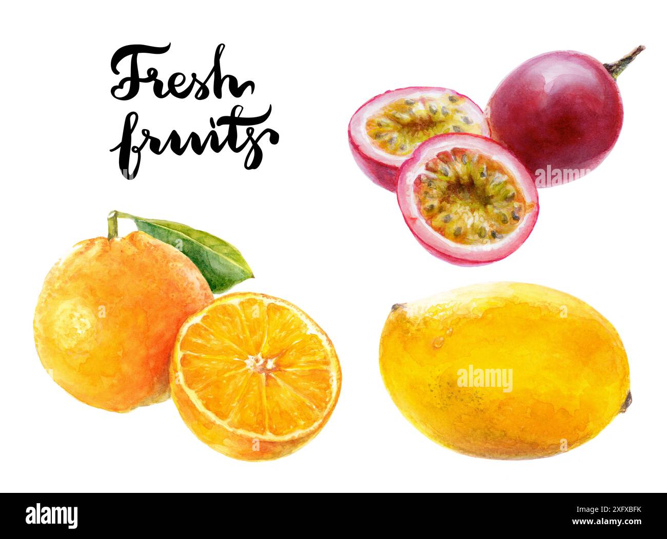 Colorful fresh fruits like mango, orange, and passion fruit offer a ...