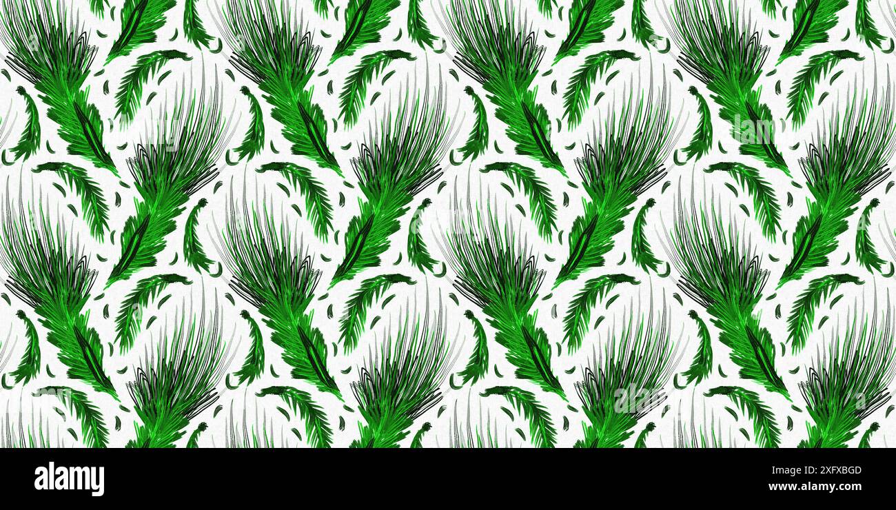 Modern christmas foliage fir branch border in traditional red green ...