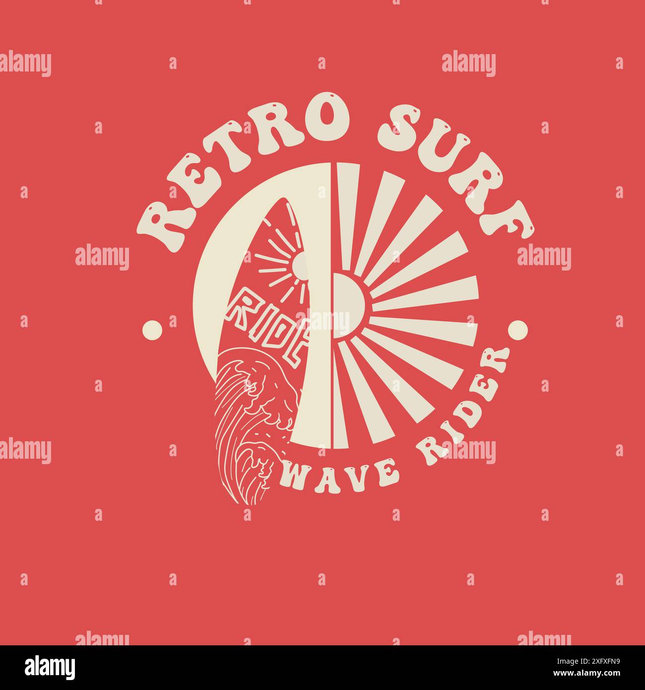 Retro Surf Vibes wave rider typography beach graphic tee Stock Vector ...