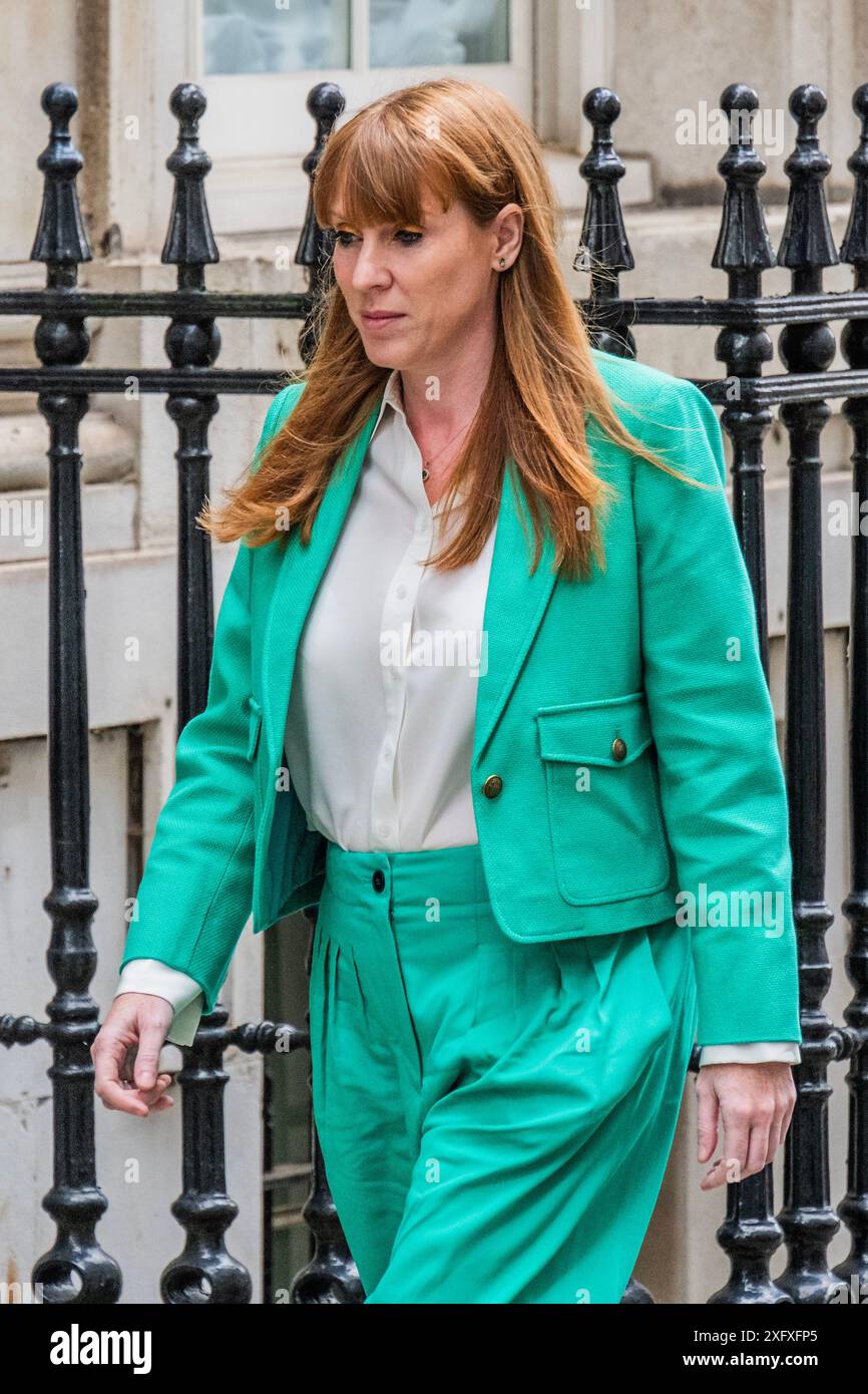 London, UK. 5th July, 2024. A very serious looking Angela Rayner ...