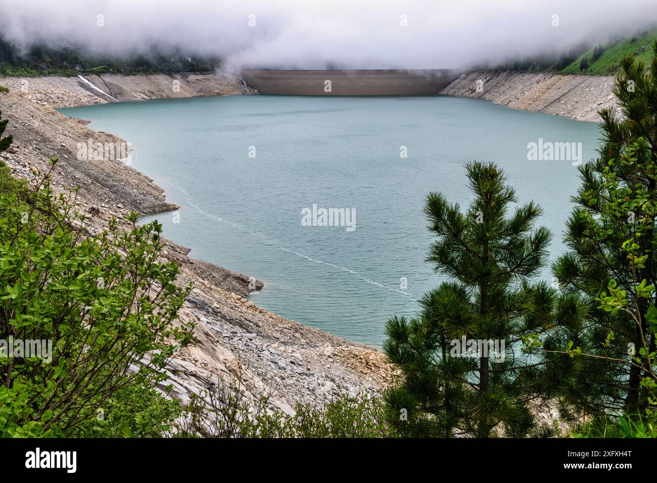 Schlegeis Reservoir located in the Zillertal Alps in Tyrol, Austria on ...