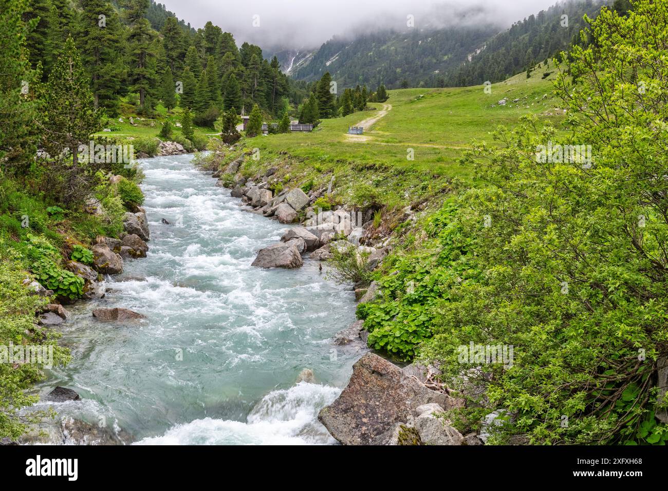 One of the rivers flowing from the Schlegeis Reservoir located in the ...