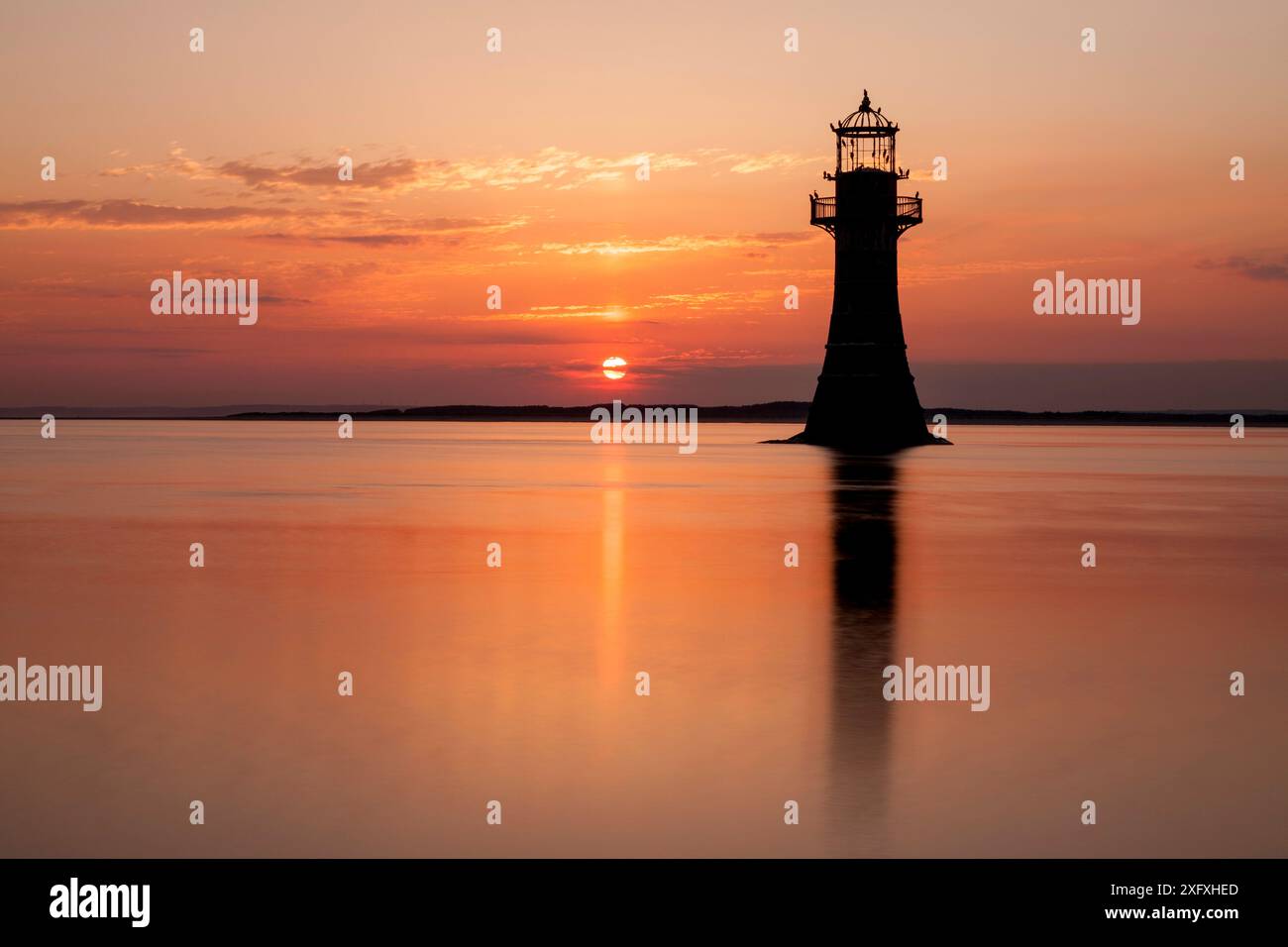Whiteford Point Lighthouse at Sunset, Gower Peninsular, Wales, UK, June ...