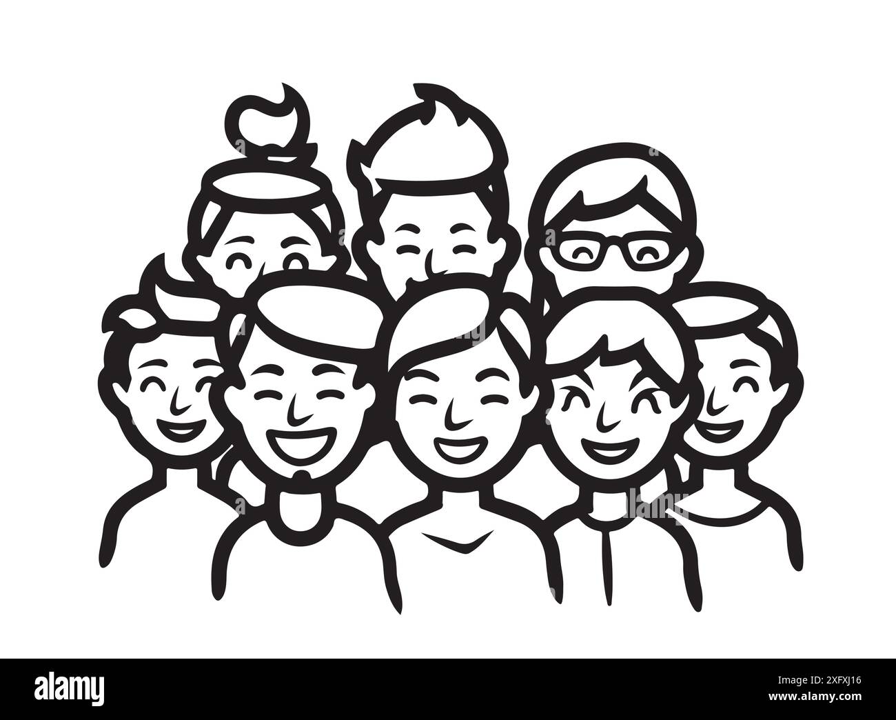 Hand sketch of a group of friends. Vector illustration Stock Vector ...