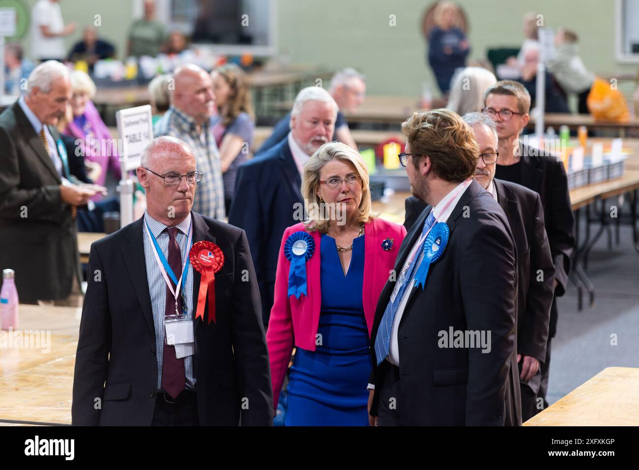 Tory Anna Firth at the verification and ballot count process underway ...