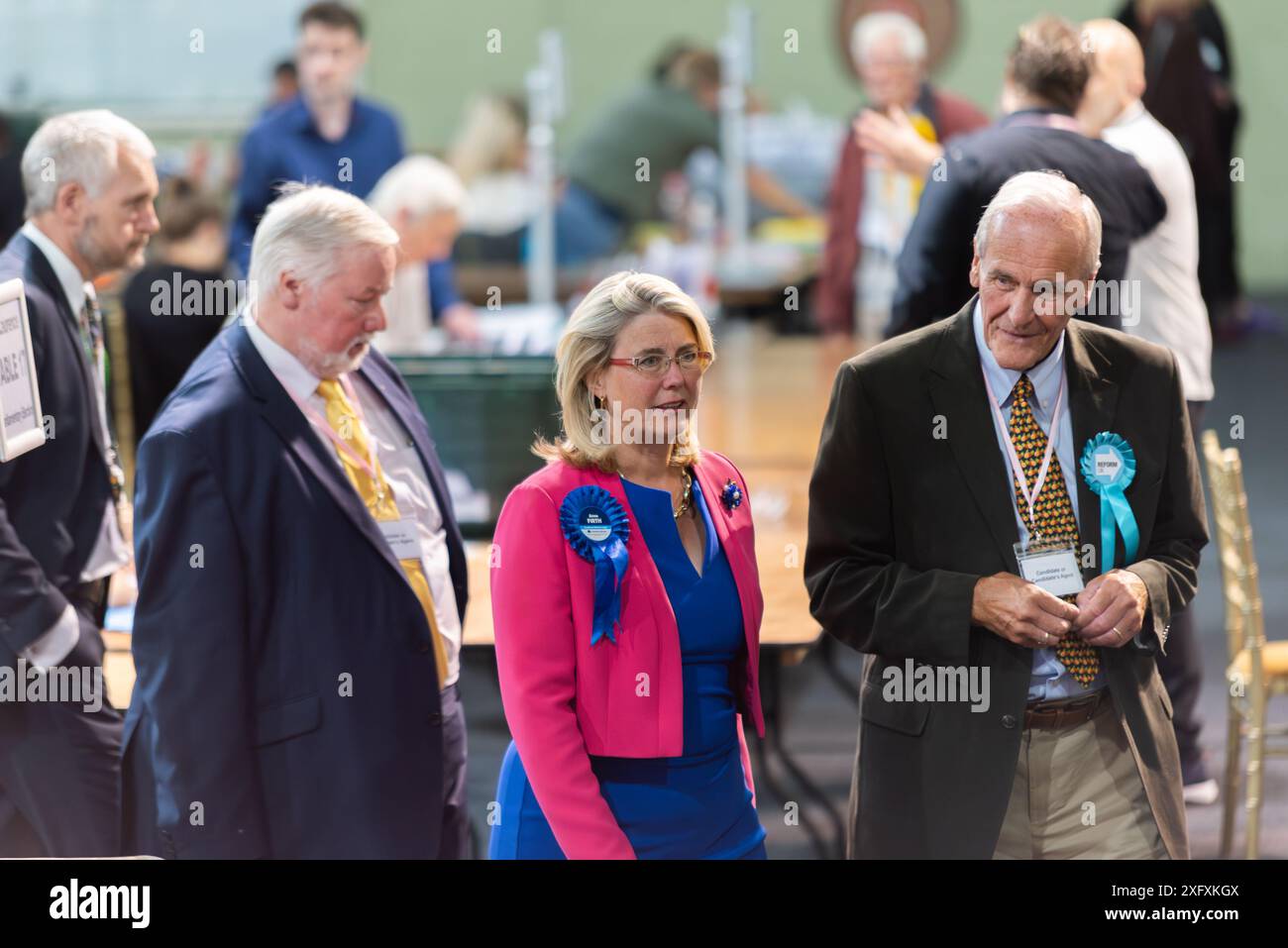 Tory Anna Firth at the ballot count process underway for the 2024 UK ...