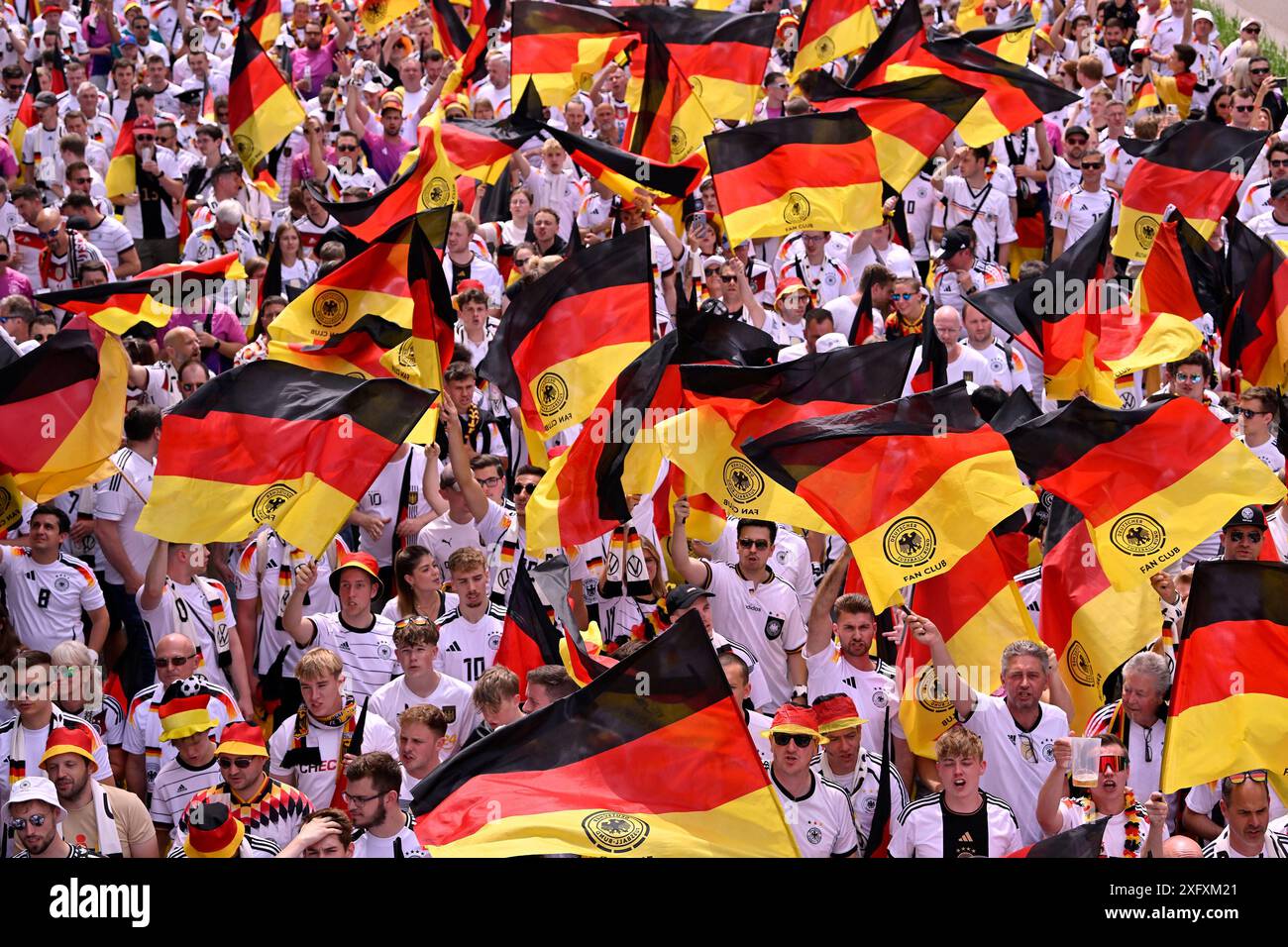 Stuttgart, Germany. July 5, 2024. Fanmarsch vor dem Spiel, deutsche ...