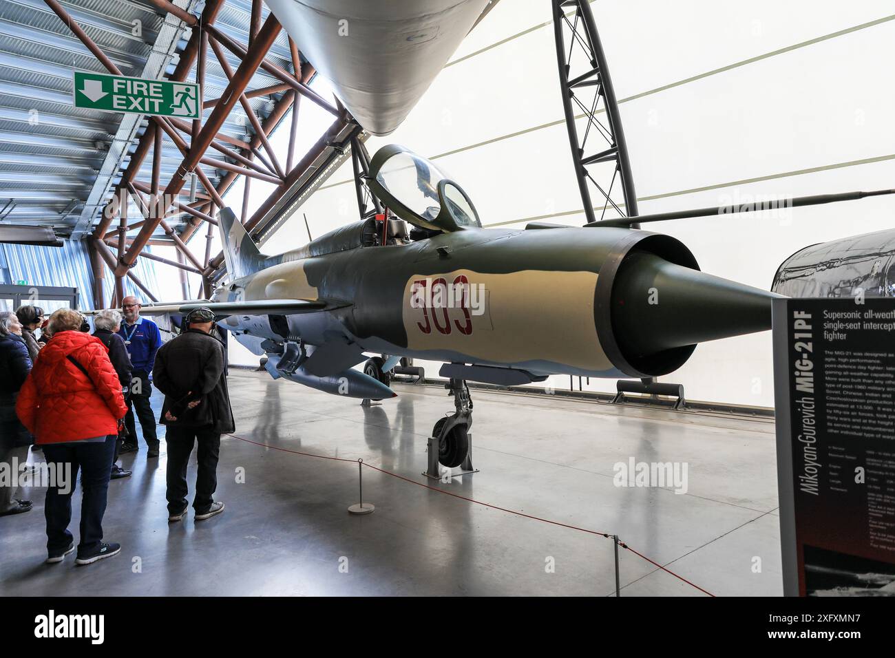 Mikoyan MiG-21PF aircraft at the National Cold War Exhibition hanger at ...