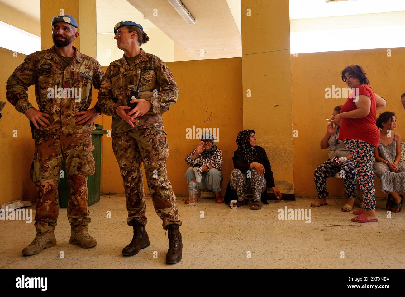 July 5, 2024, Tyre, Tyre, Lebanon: Lebanese displaced women wait to ...