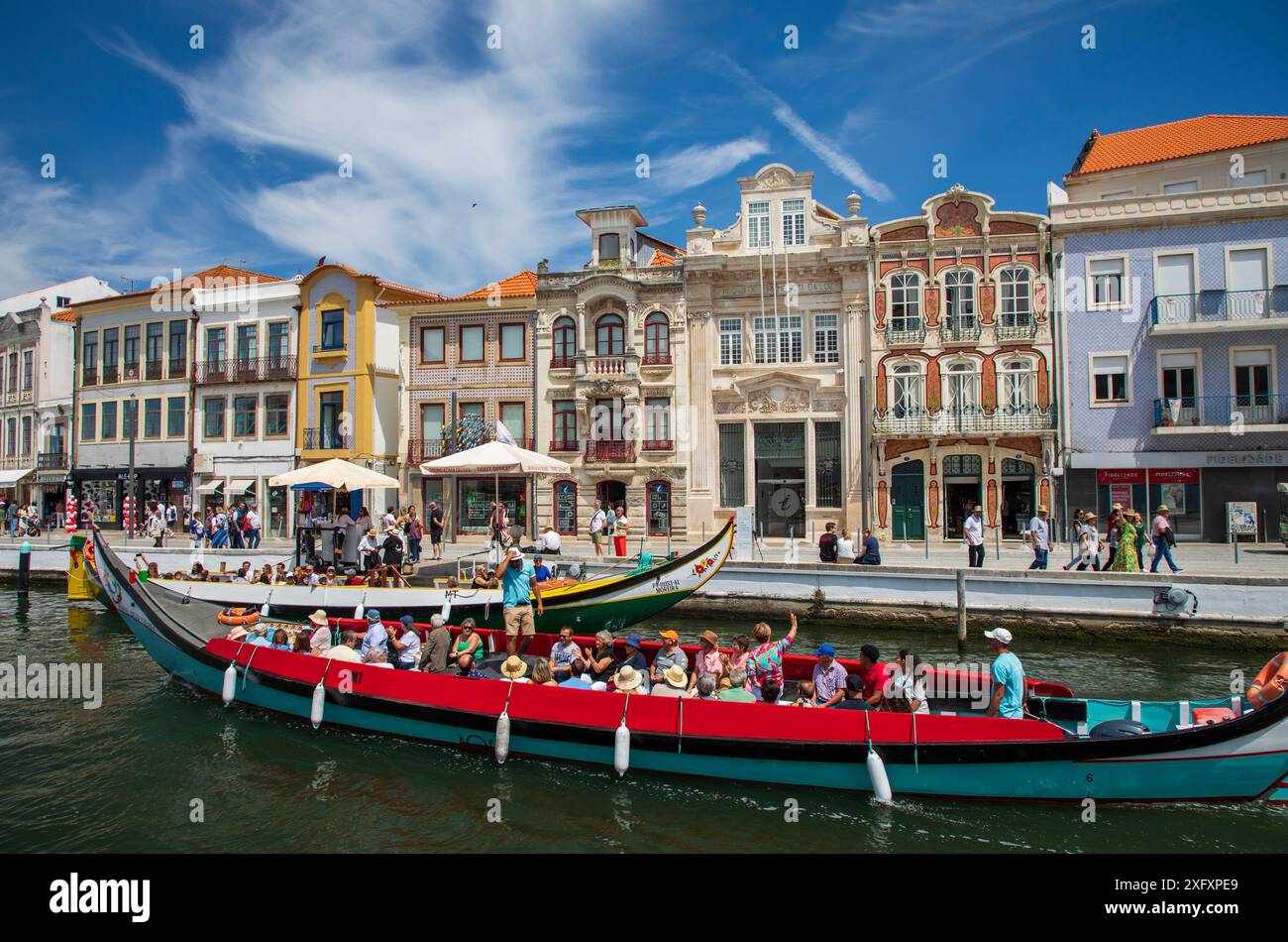 Aveiro, Portugal - 23rd June 2024; Colorful Art Nouveau buildings and boats In Aveiro, Centro ...