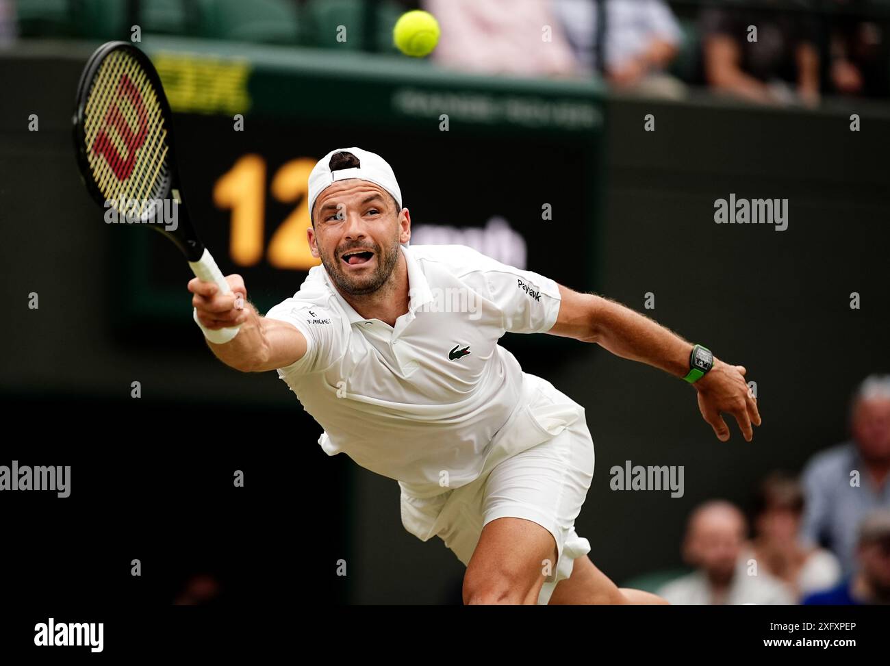Grigor Dimitrov in action against Gael Monfils (not pictured) on day ...