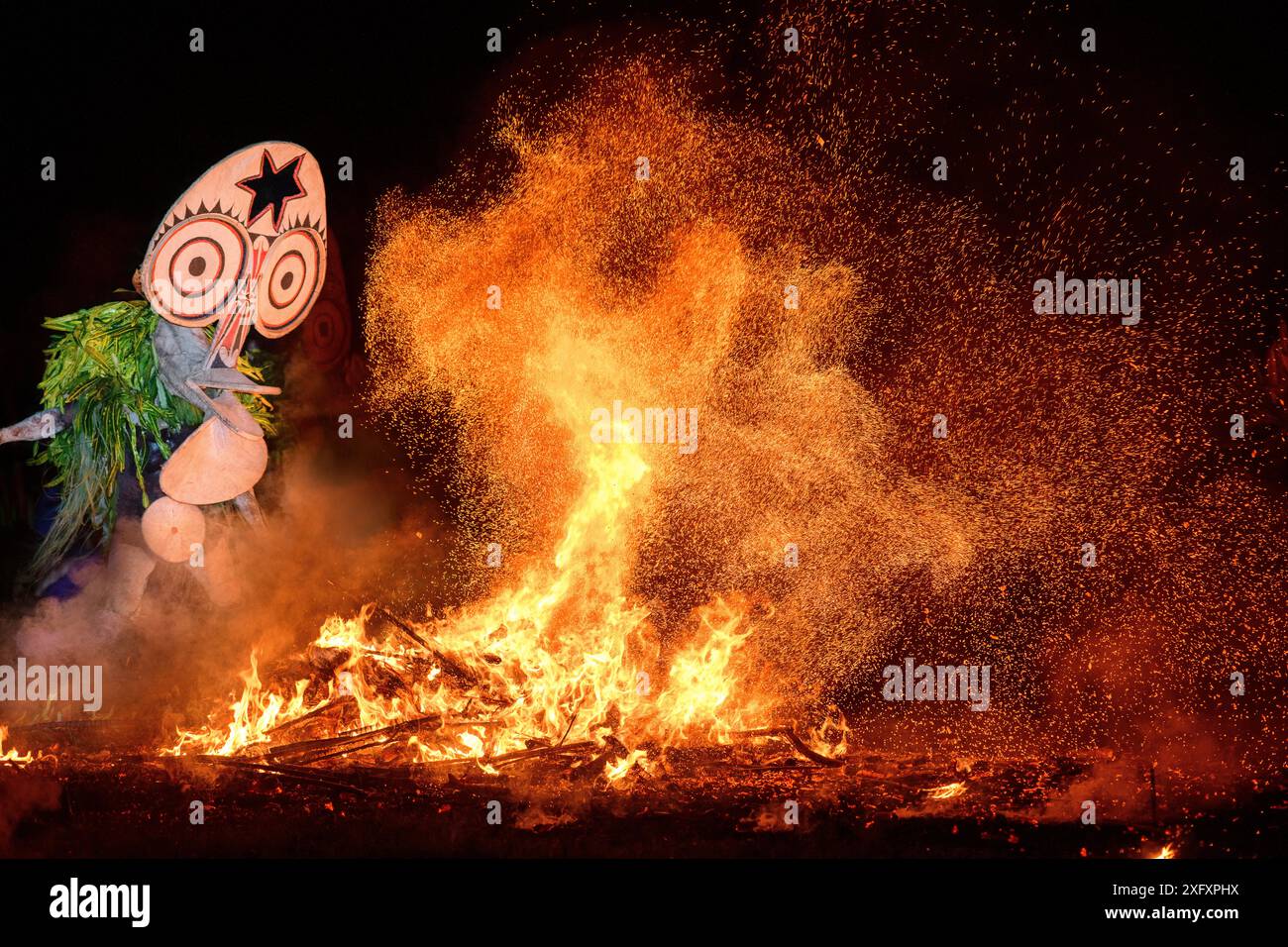 Traditional Baining Fire Dance. Performed by men from the Baining tribe ...