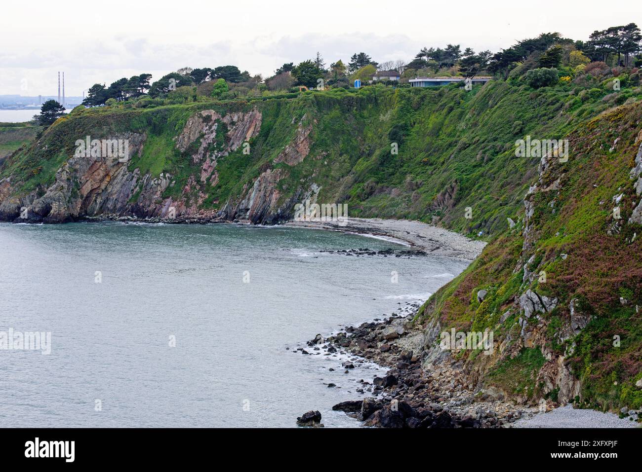 Cliff view and Doldrum Beach in Howth peninsula, Dublin, Ireland Stock ...