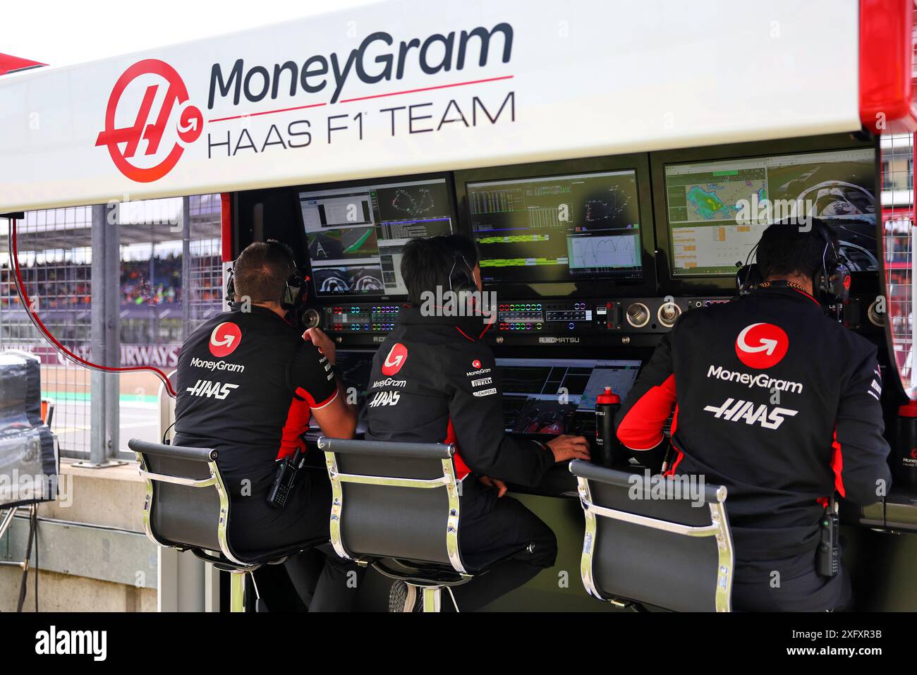Silverstone, UK. 05th July, 2024. Haas F1 Team pit gantry. 05.07.2024 ...