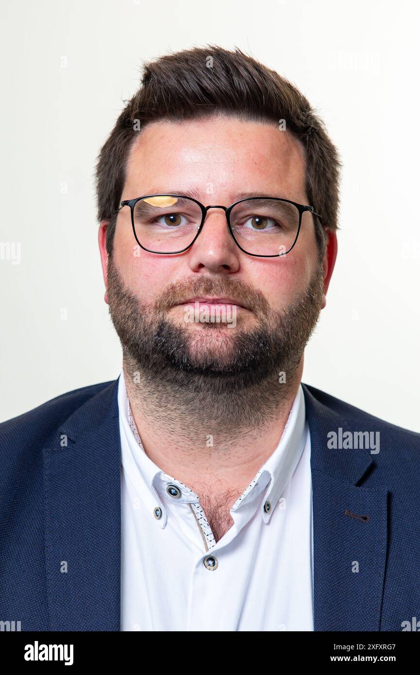 Brussels, Belgium. 04th July, 2024. Vooruit's Brent Meuleman poses ...