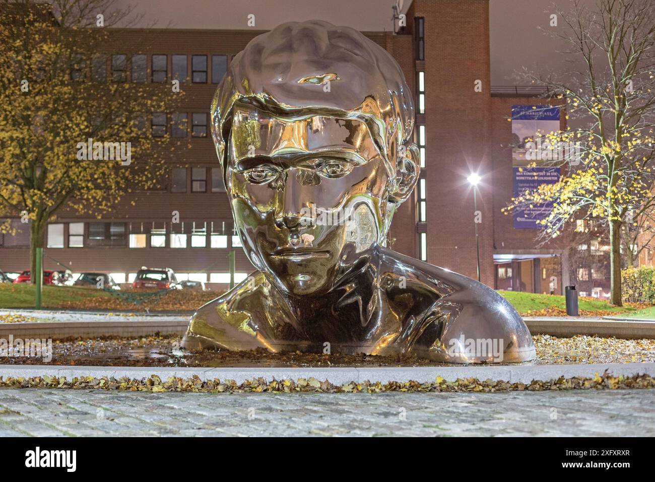 Sarpsborg, Norway - October 27, 2016: Giant Silver Head in a Pond at ...