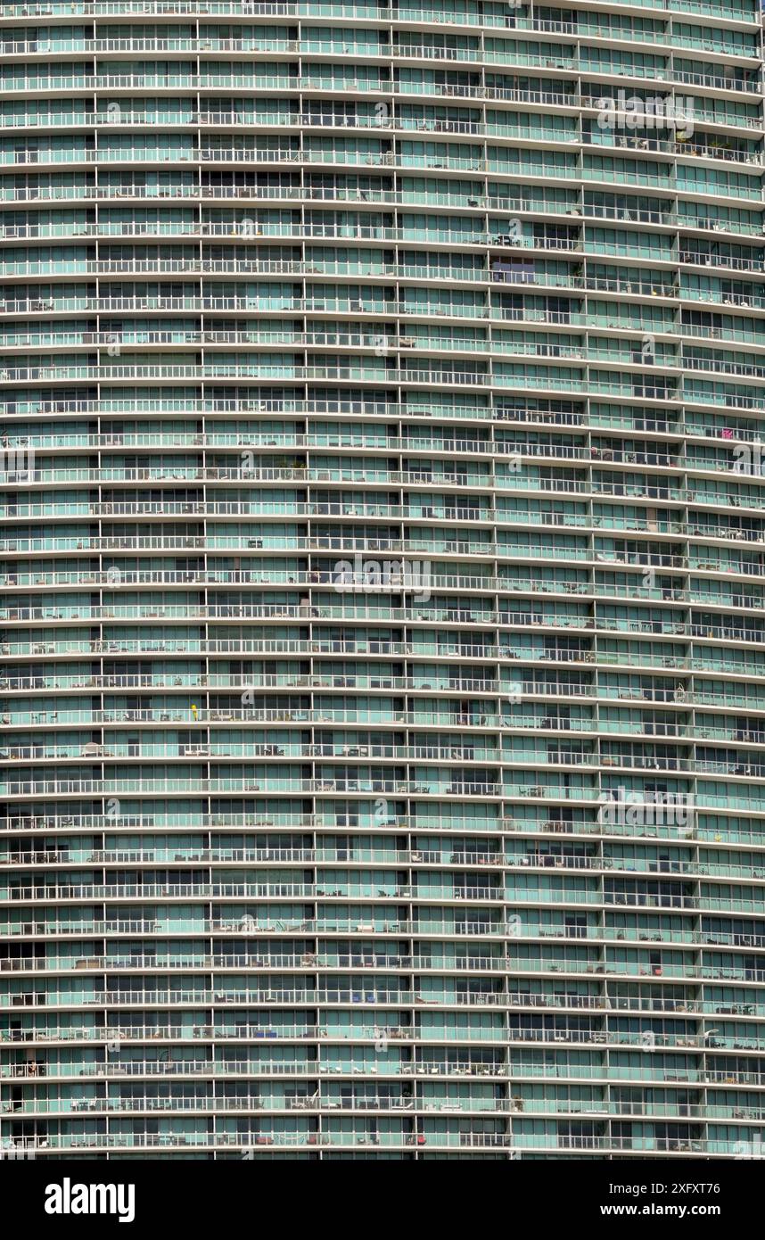 Miami, Florida, USA - 3 December 2023: Pattern formed by balconies on a ...