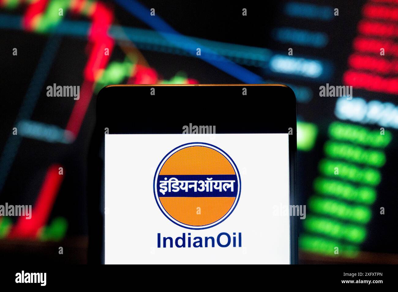 In this photo illustration, the Indian Oil company (NSE: IOC) logo seen ...