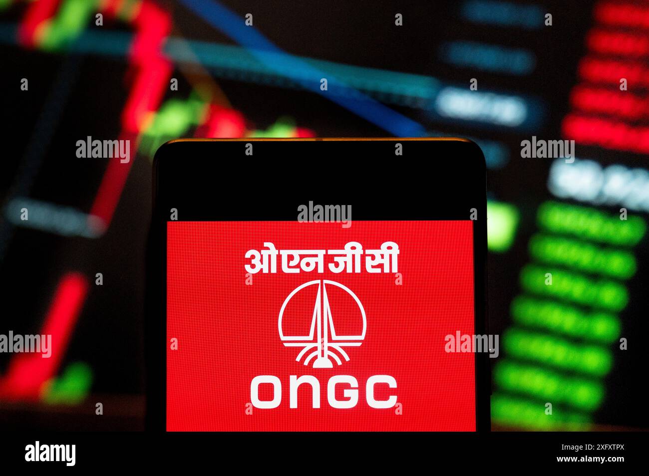 In this photo illustration, the Indian multinational crude oil and gas ...