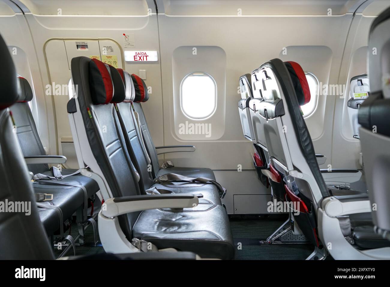 London, October 2019 - Interior of a Portuguese TAP airline Airbus A319 ...