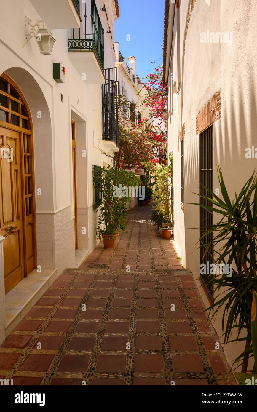 Old Town narrow street, Marbella, Spain Stock Photo - Alamy
