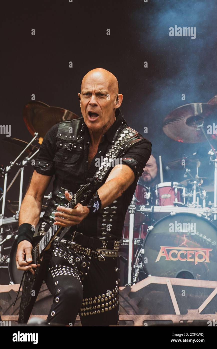 The german heavy metal Accept band performed at Danish Copenhell festival 2024. Credit: Andrea ...