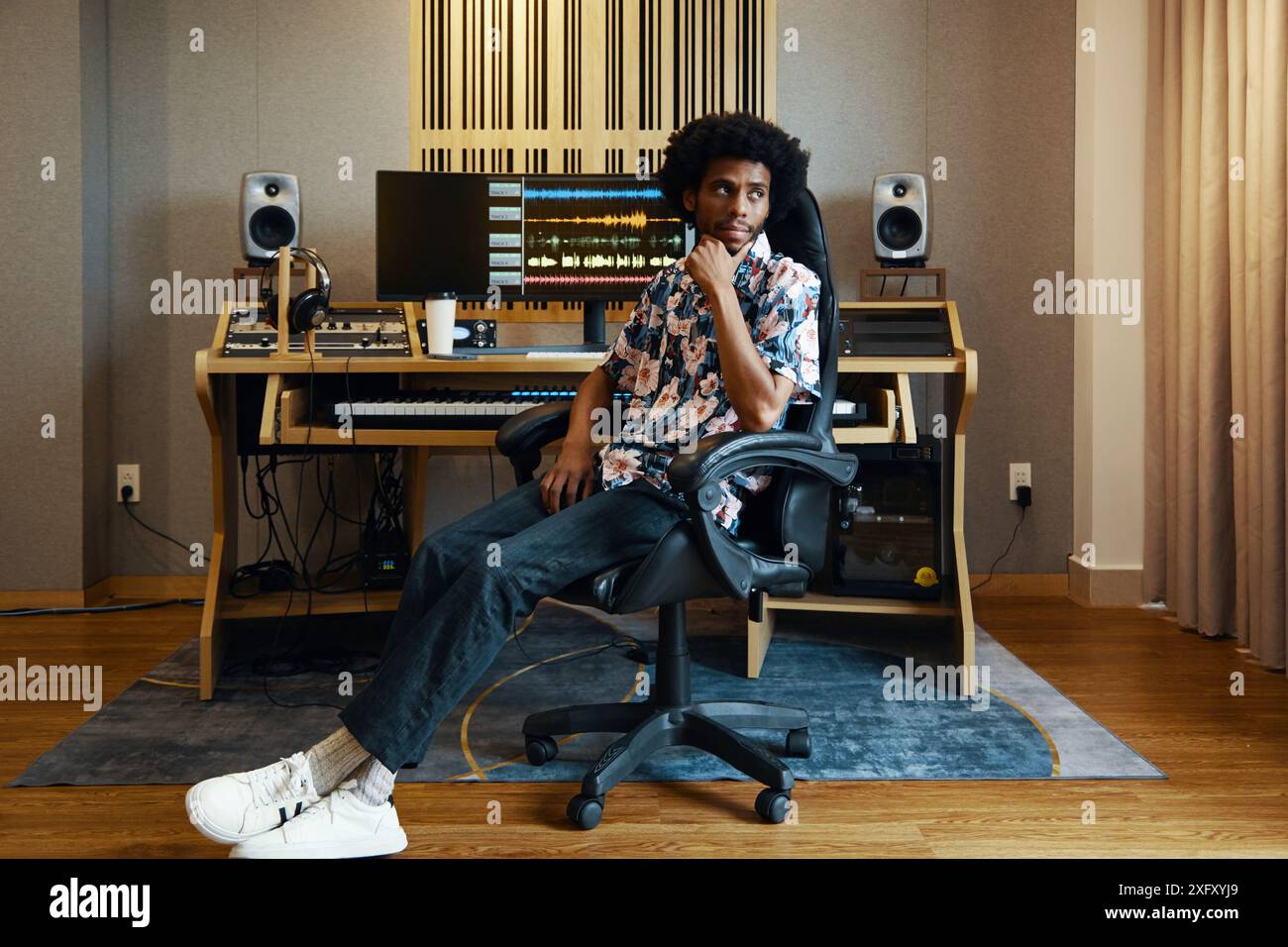 Sound Engineer Working On Control Panel Stock Photo - Alamy