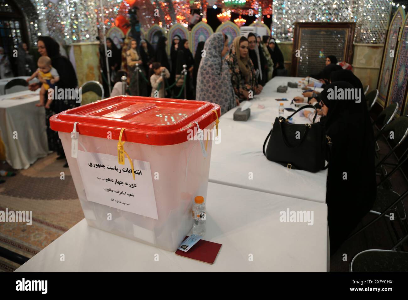 Tehran, Iran. 5th July, 2024. A ballot box is placed at a polling ...