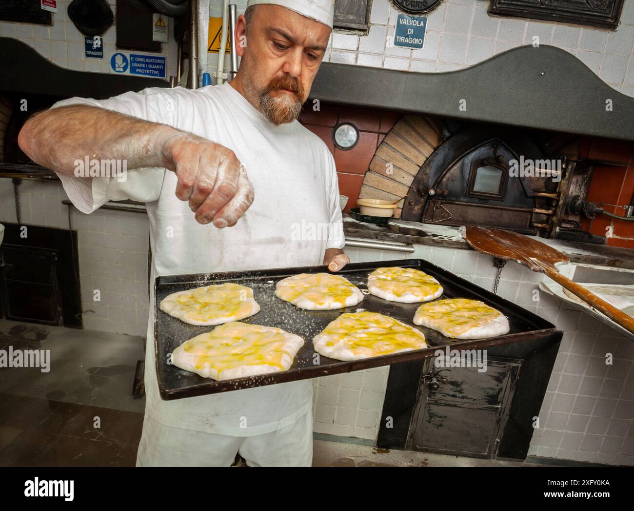Daily production of bread baked with wood oven with traditional method ...