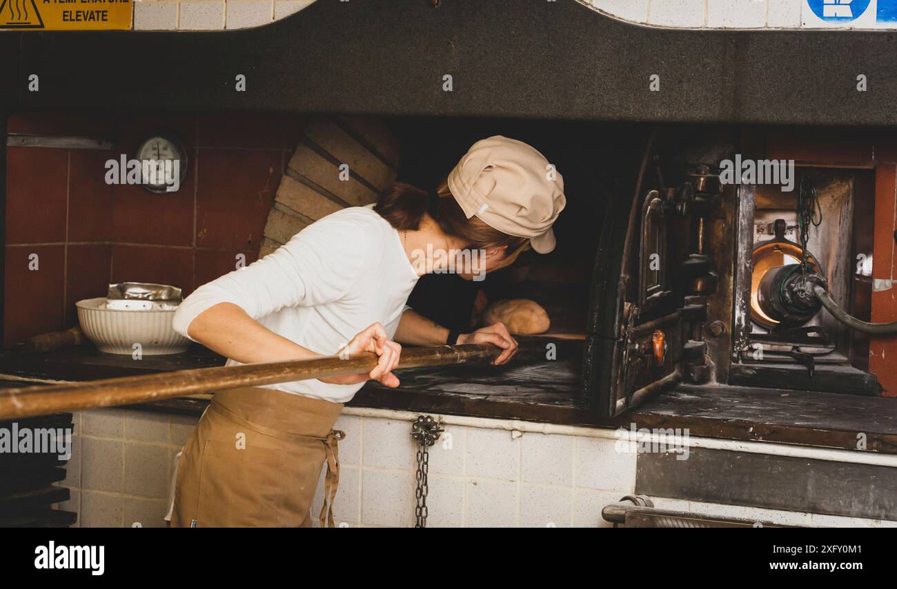 Daily production of bread baked with wood oven with traditional method ...