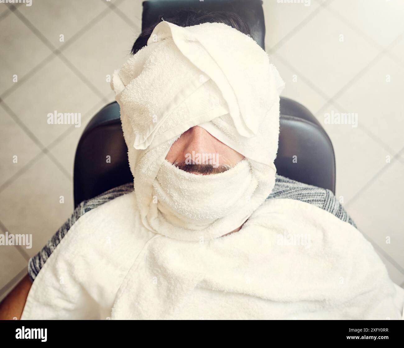 Traditional ritual of shaving the beard with hot and cold compresses in ...