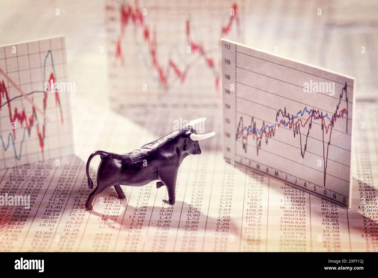 Figure of a bull with course tables and diagrams Stock Photo - Alamy